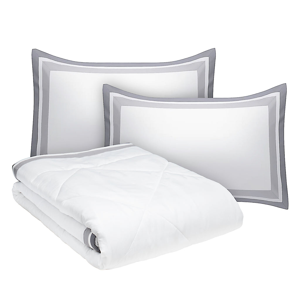 The 3-Piece Retreat Comforter Set - Striped Border – Mon Chateau